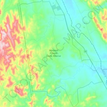 Manyoni Private Game Reserve topographic map, elevation, terrain
