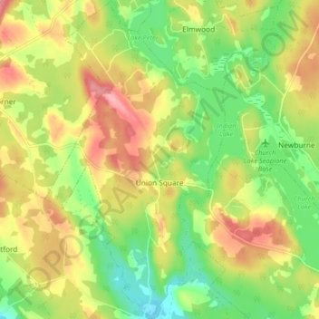 Union Square topographic map, elevation, terrain
