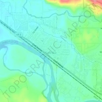 Gold Bar topographic map, elevation, terrain