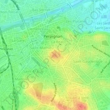 Palacio de los Reyes de Mallorca topographic map, elevation, terrain