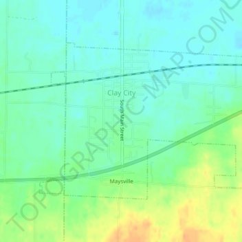 Clay City topographic map, elevation, terrain