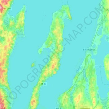 Peninsula Township topographic map, elevation, terrain