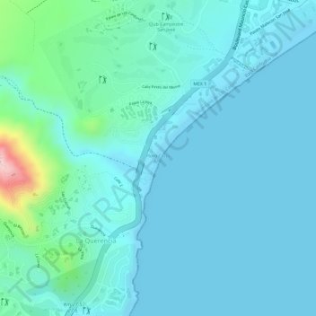Playa Costa Azul topographic map, elevation, terrain