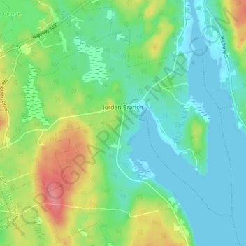 Jordan Branch topographic map, elevation, terrain