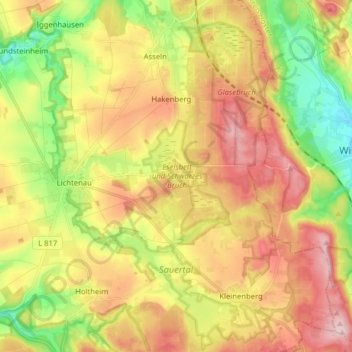 Sauertal topographic map, elevation, terrain