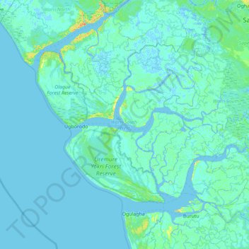 Warri South-West topographic map, elevation, terrain