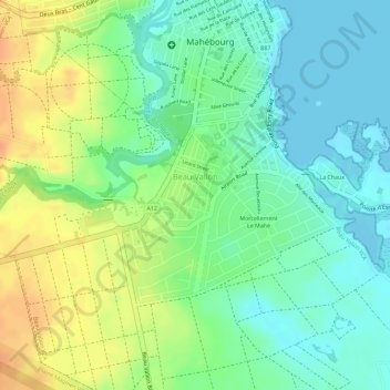 Beau Vallon topographic map, elevation, terrain