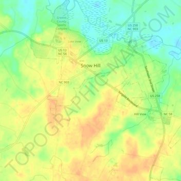 Snow Hill topographic map, elevation, terrain
