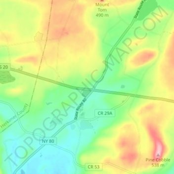 Springfield Center topographic map, elevation, terrain