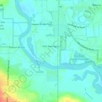 Port Barrington topographic map, elevation, terrain