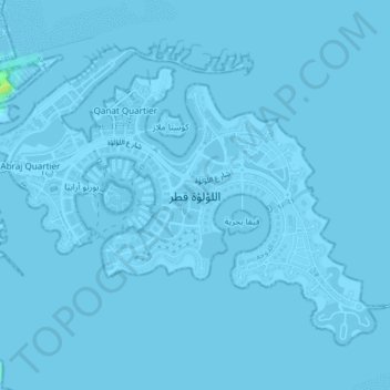 The Pearl-Qatar topographic map, elevation, terrain