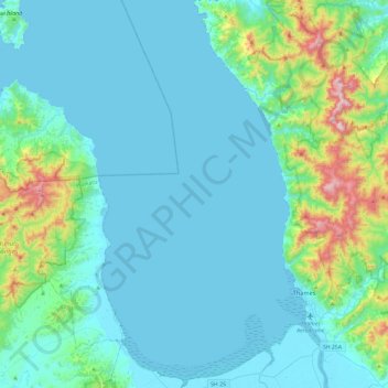 Firth of Thames topographic map, elevation, terrain