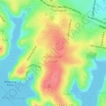 Caringbah South topographic map, elevation, terrain
