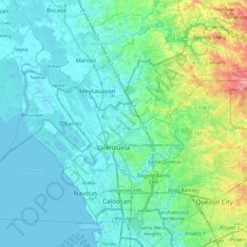 Northern Manila District topographic map, elevation, terrain