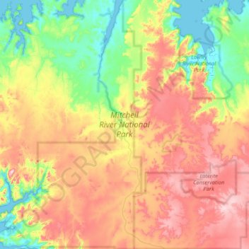 Mitchell River National Park topographic map, elevation, terrain