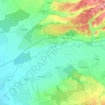 Tinca topographic map, elevation, terrain