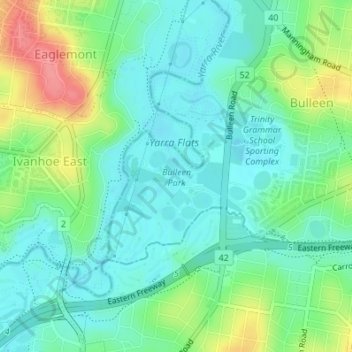 Bulleen Park topographic map, elevation, terrain