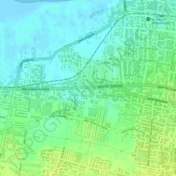 Probolinggo City Park topographic map, elevation, terrain