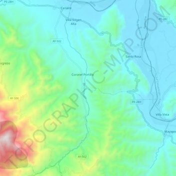 Rio Challhuan topographic map, elevation, terrain