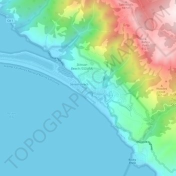 Stinson Beach topographic map, elevation, terrain