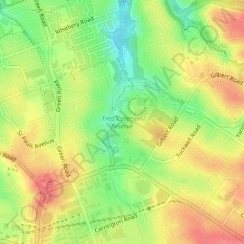 Fred Caterson Reserve topographic map, elevation, terrain