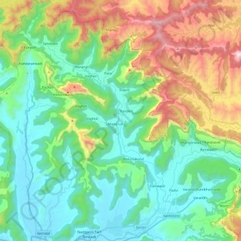 Kaal River topographic map, elevation, terrain