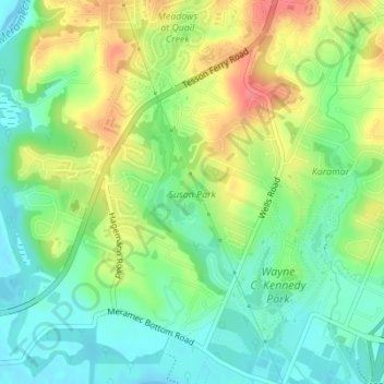 Suson Park topographic map, elevation, terrain