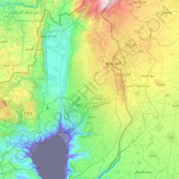 Golan heights topographic map, elevation, terrain