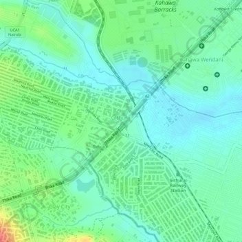 Githurai topographic map, elevation, terrain