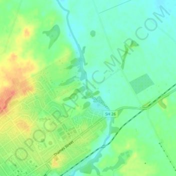 Piako River topographic map, elevation, terrain