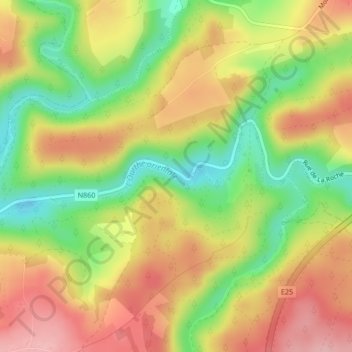 L'Ourthe orientale topographic map, elevation, terrain