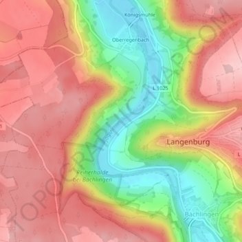 Jagst topographic map, elevation, terrain