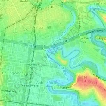 Dights Falls topographic map, elevation, terrain