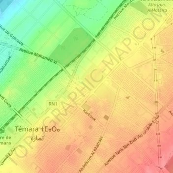 Parc Moulay Rachid topographic map, elevation, terrain