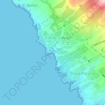 Playa de Ajabo topographic map, elevation, terrain