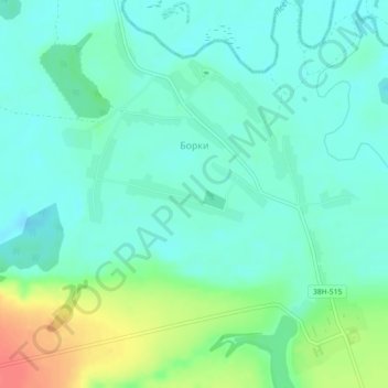 Borki topographic map, elevation, terrain