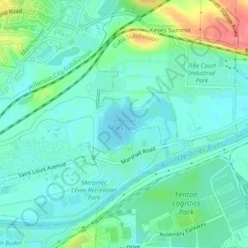 Simpson Park Lake topographic map, elevation, terrain