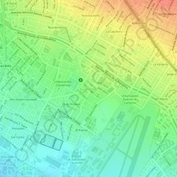 Plaza de Armas de Santiago de Surco topographic map, elevation, terrain