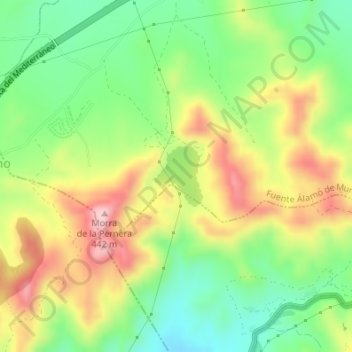 Embalse de la Pernera topographic map, elevation, terrain