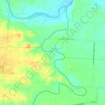 Mainit River topographic map, elevation, terrain