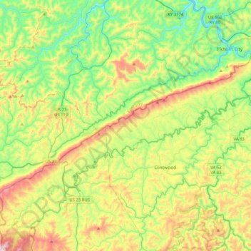 Pine Mountain topographic map, elevation, terrain