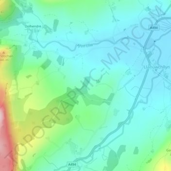 Coed Maes-gwyn topographic map, elevation, terrain