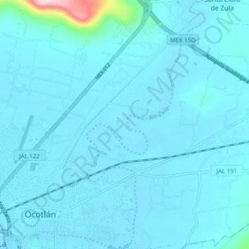 Río Zula topographic map, elevation, terrain
