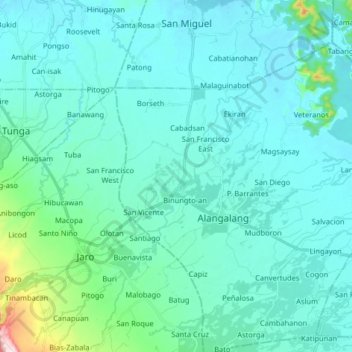 Mainit River topographic map, elevation, terrain