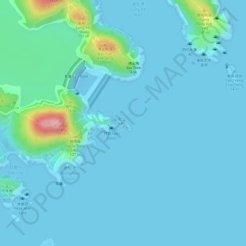 Po Pin Chau topographic map, elevation, terrain