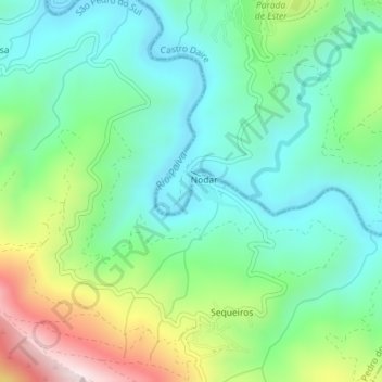 Praia Fluvial de Nodar topographic map, elevation, terrain