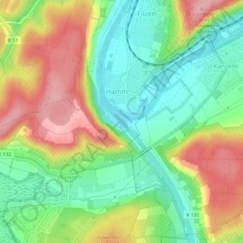 Saar topographic map, elevation, terrain