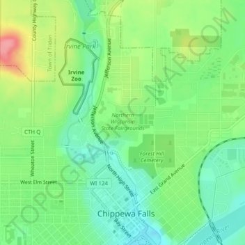 Northern Wisconsin State Fairgrounds topographic map, elevation, terrain