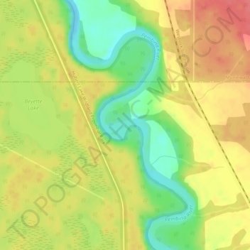 Pembina River topographic map, elevation, terrain