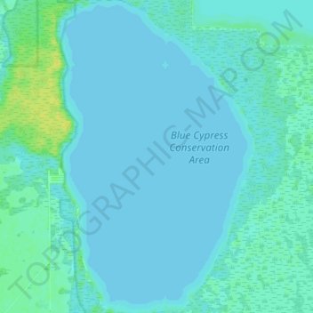 Blue Cypress Lake topographic map, elevation, terrain